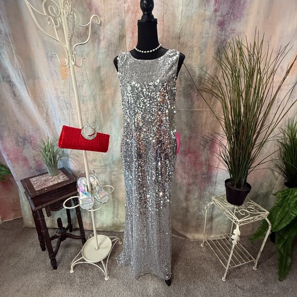 Daisy | Dresses | New Daisy Classy Timeless Maxi Silver Sequin Prom ...